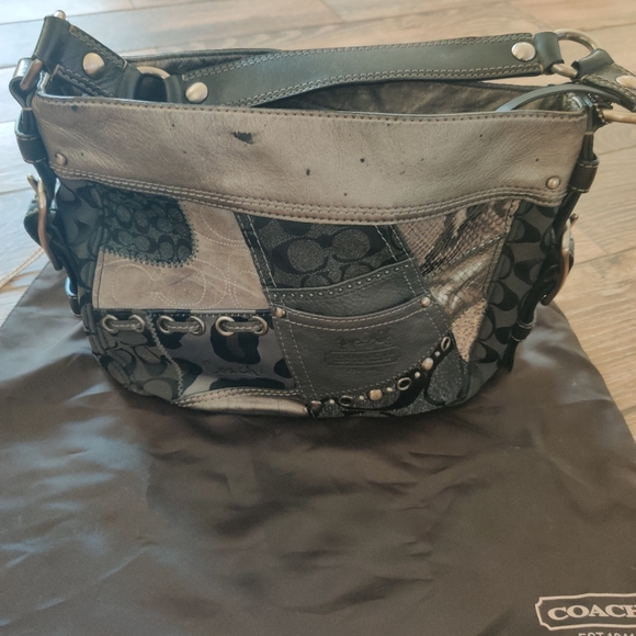 Coach | Bags | Coach Silver Patchwork Shoulder Bag | Poshmark